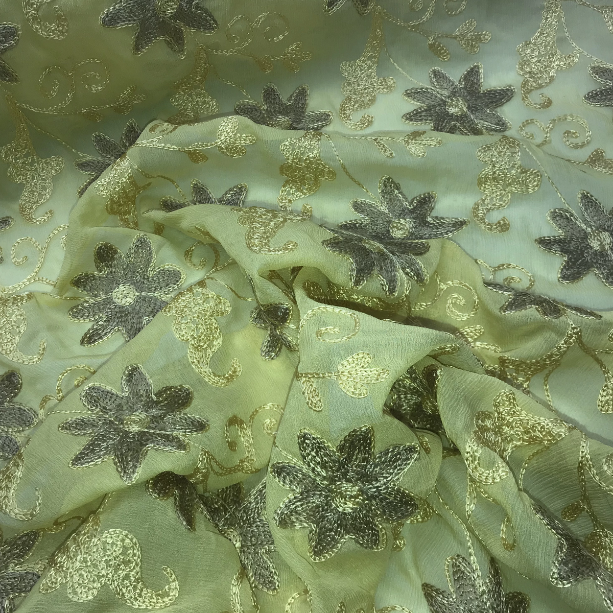 Crepe Flower Pattern Silk Chiffon Embroidery – Butterfly Fabrics NYC