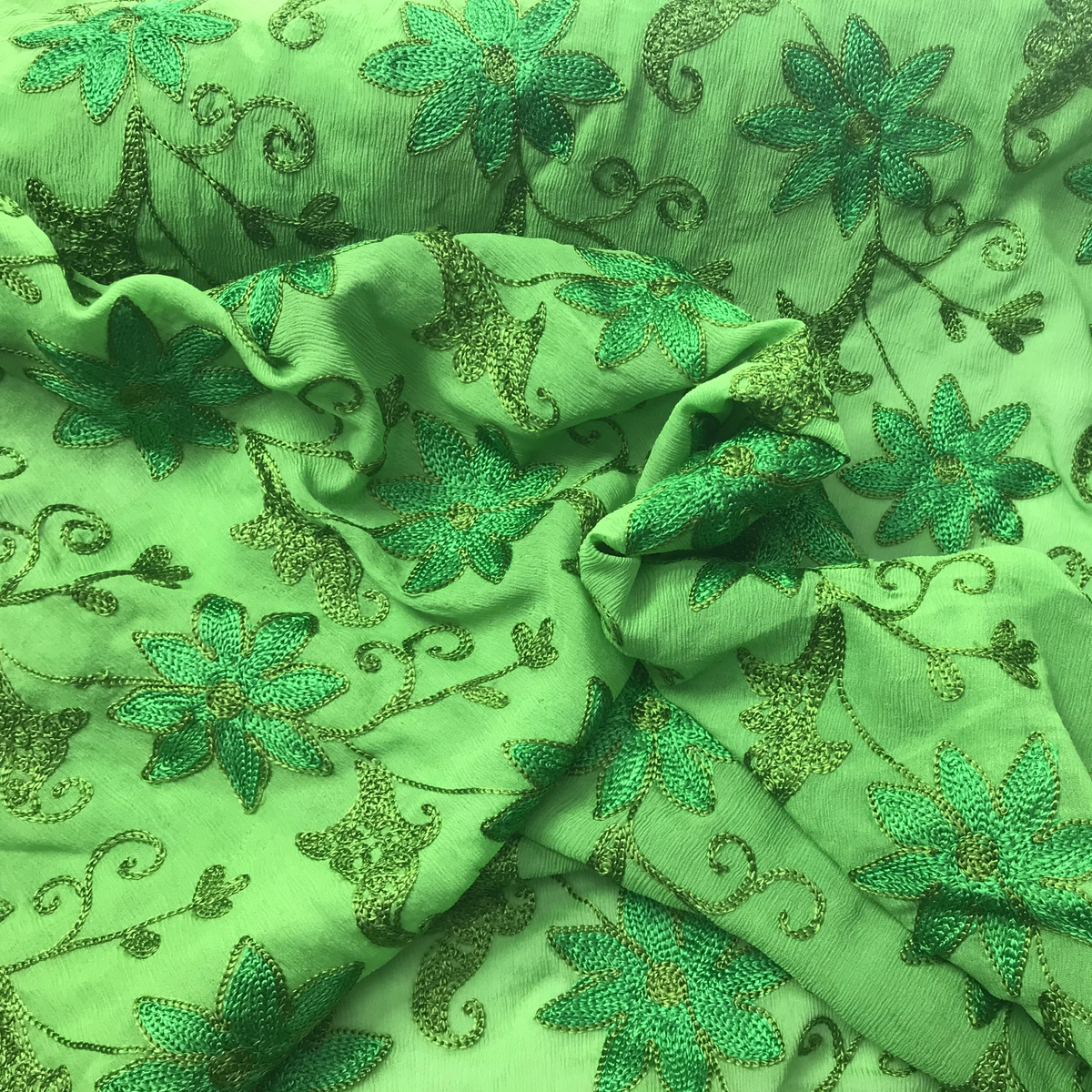 Crepe Flower Pattern Silk Chiffon Embroidery – Butterfly Fabrics NYC